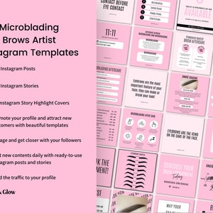 Microblading Instagram Posts | Matching Canva Stories & Story Covers - Etsy