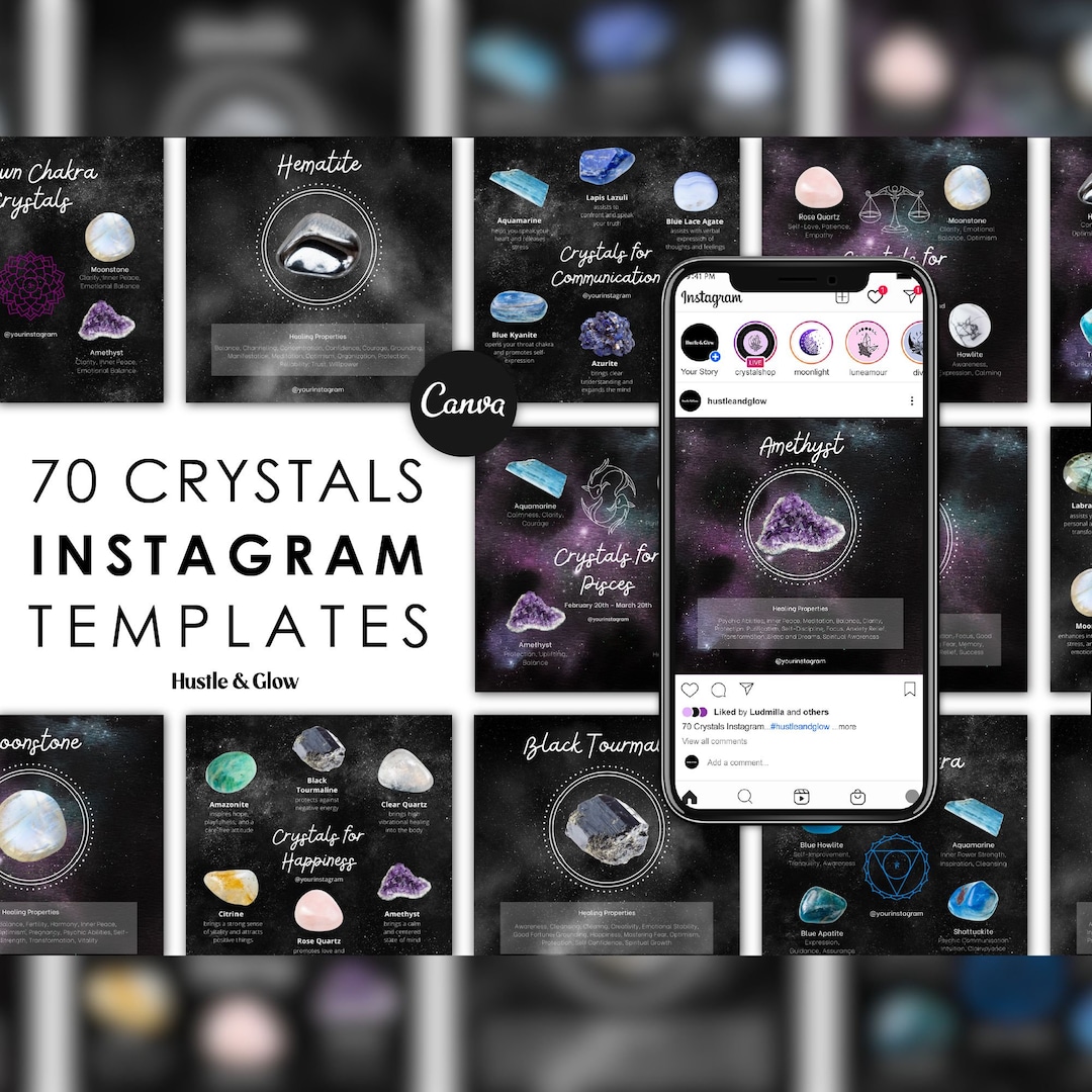 Crystals Instagram Templates, Crystals Instagram Posts, Crystal ...