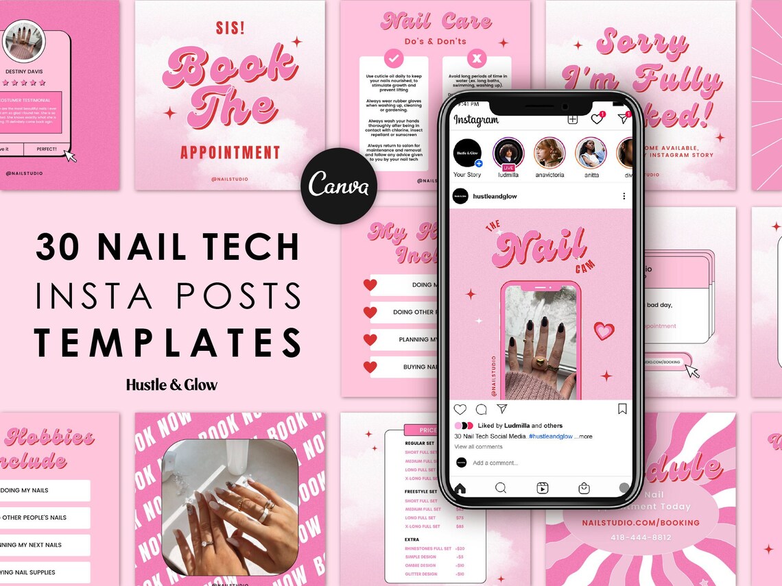 Nail Technician Instagram Posts Nail Tech Instagram - Etsy