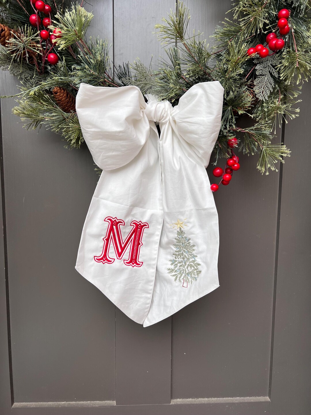 Christmas Tree Wreath Sash, Classic Christmas Tree, Holiday Wreath Sash ...