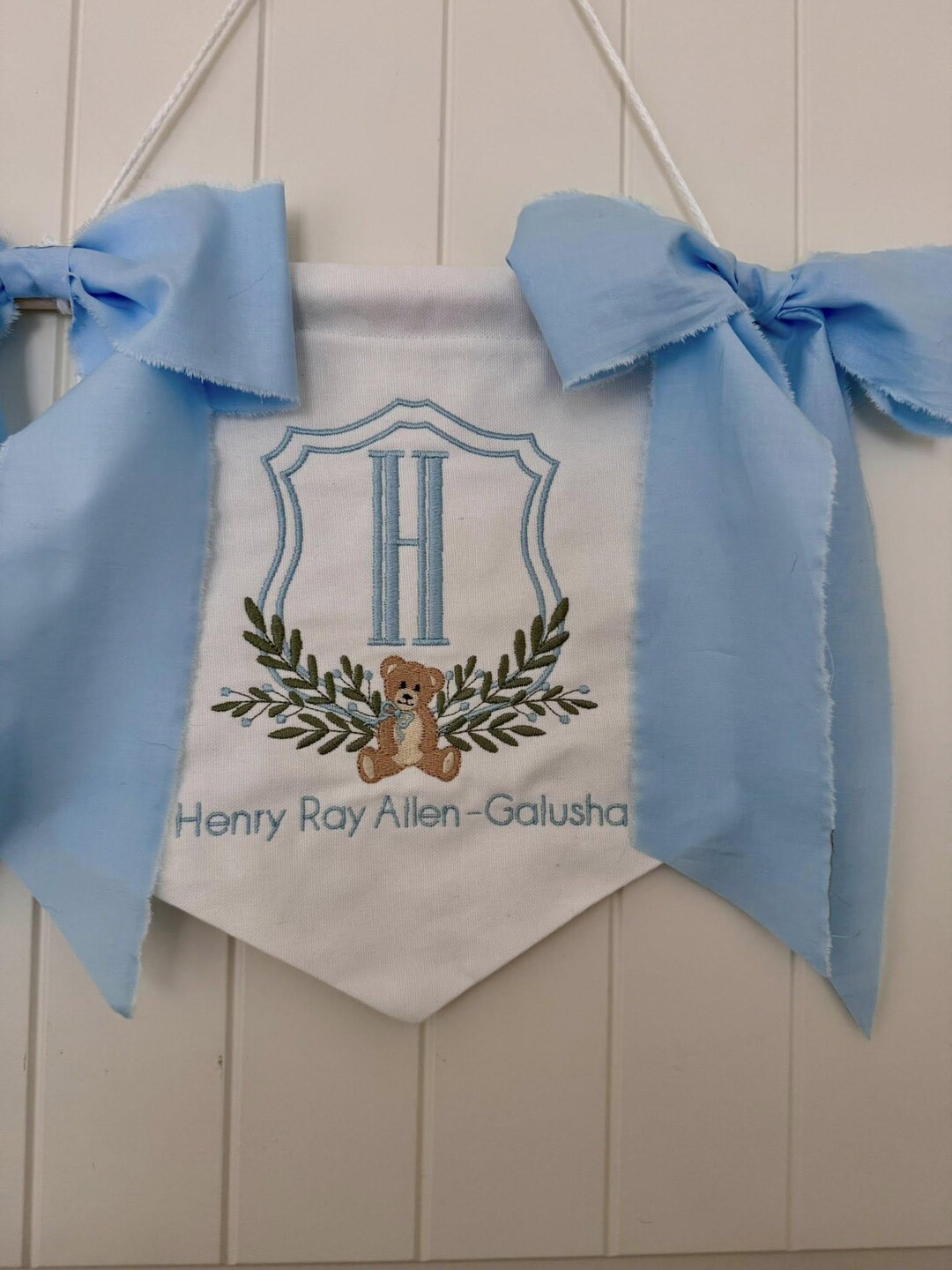 Newborn Baby Banner With Teddy Bear, Birth Announcement Banner, Custom ...