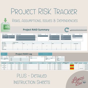 Project Management Risk Tracker Actions Log RAID Log RACI - Etsy