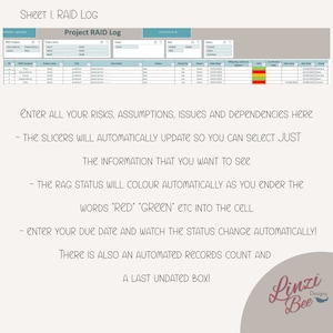 Project Management Raid Log, Risk Tracker, Actions Log, RACI, PMO ...