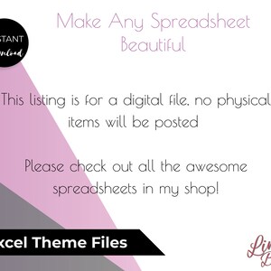 Excel Theme File for Beautiful Spreadsheets, Excel Pretty Colors, Pink ...