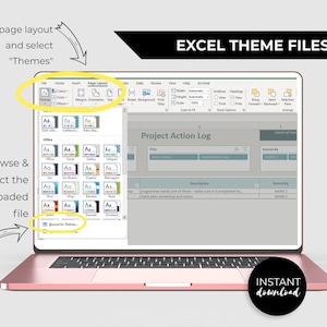 Excel Theme File for Beautiful Spreadsheets, Excel Pretty Colors, Pink ...