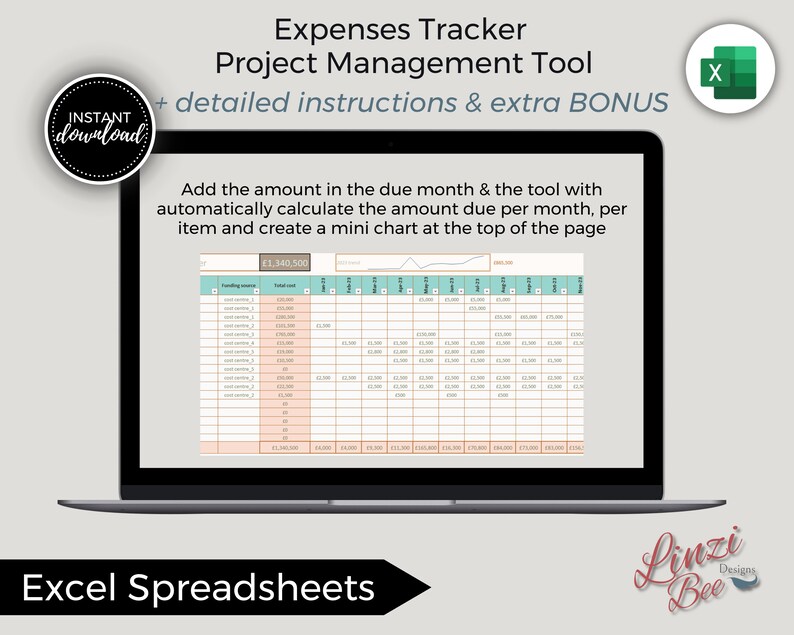 Project Costs Tracker, Excel Spreadsheet for Project Management ...