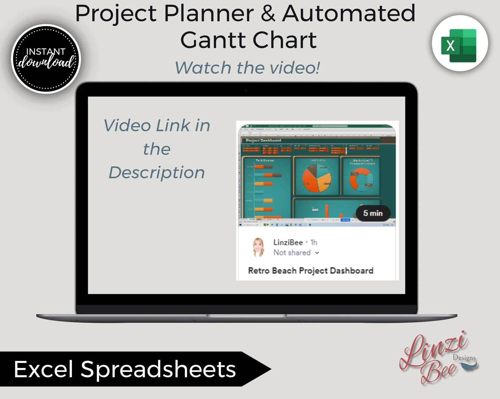 Project Planning Dashboard, Automated Gantt Chart, Project Tracker ...