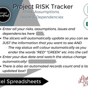 Project Management Raid Log, Risk Tracker, Actions Log, RACI, PMO ...