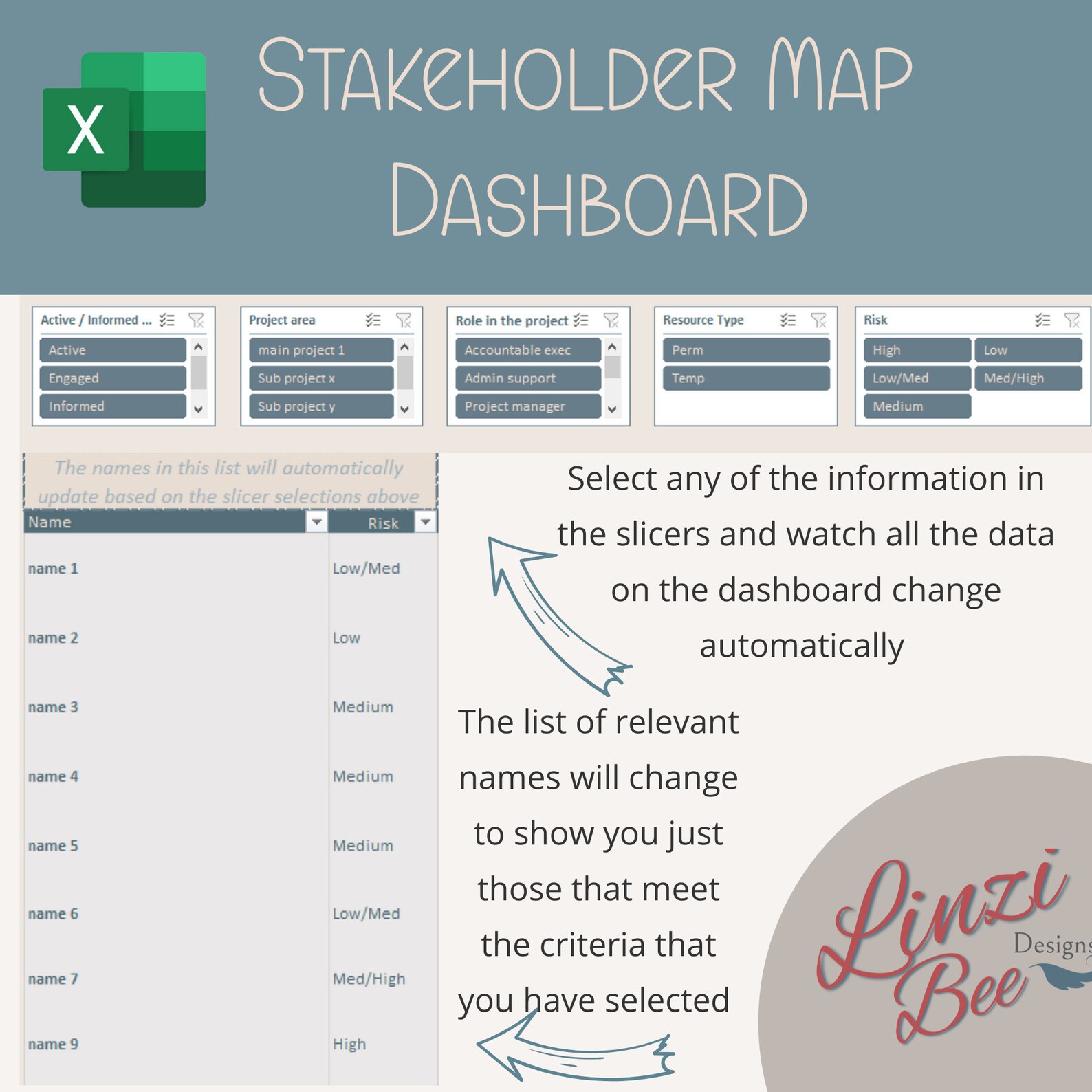 Stakeholder Map Excel Template: Project Management Risk Log (digital ...