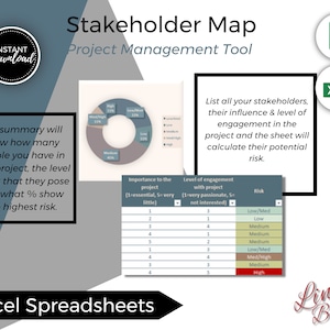 Stakeholder Map Excel Template: Project Management Risk Log (digital ...