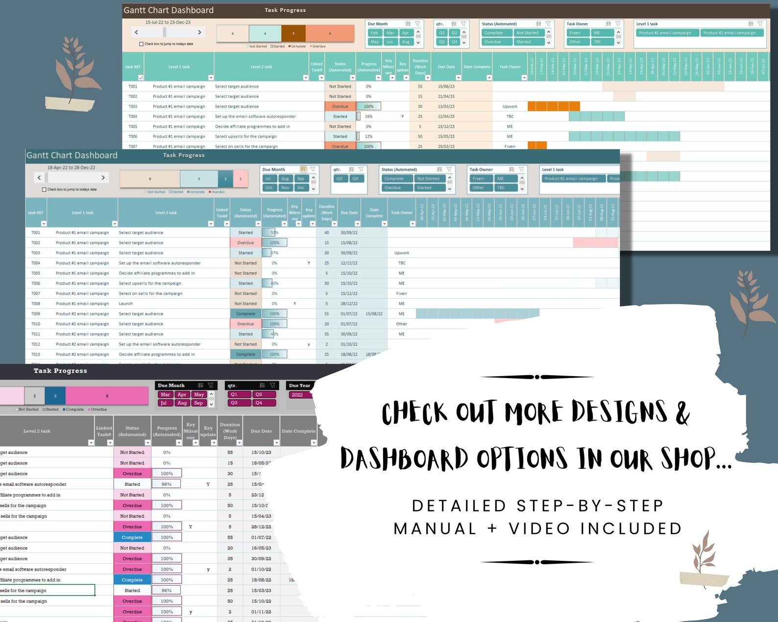 Project Planning Dashboard for Google Sheets, Automated Gantt Chart ...