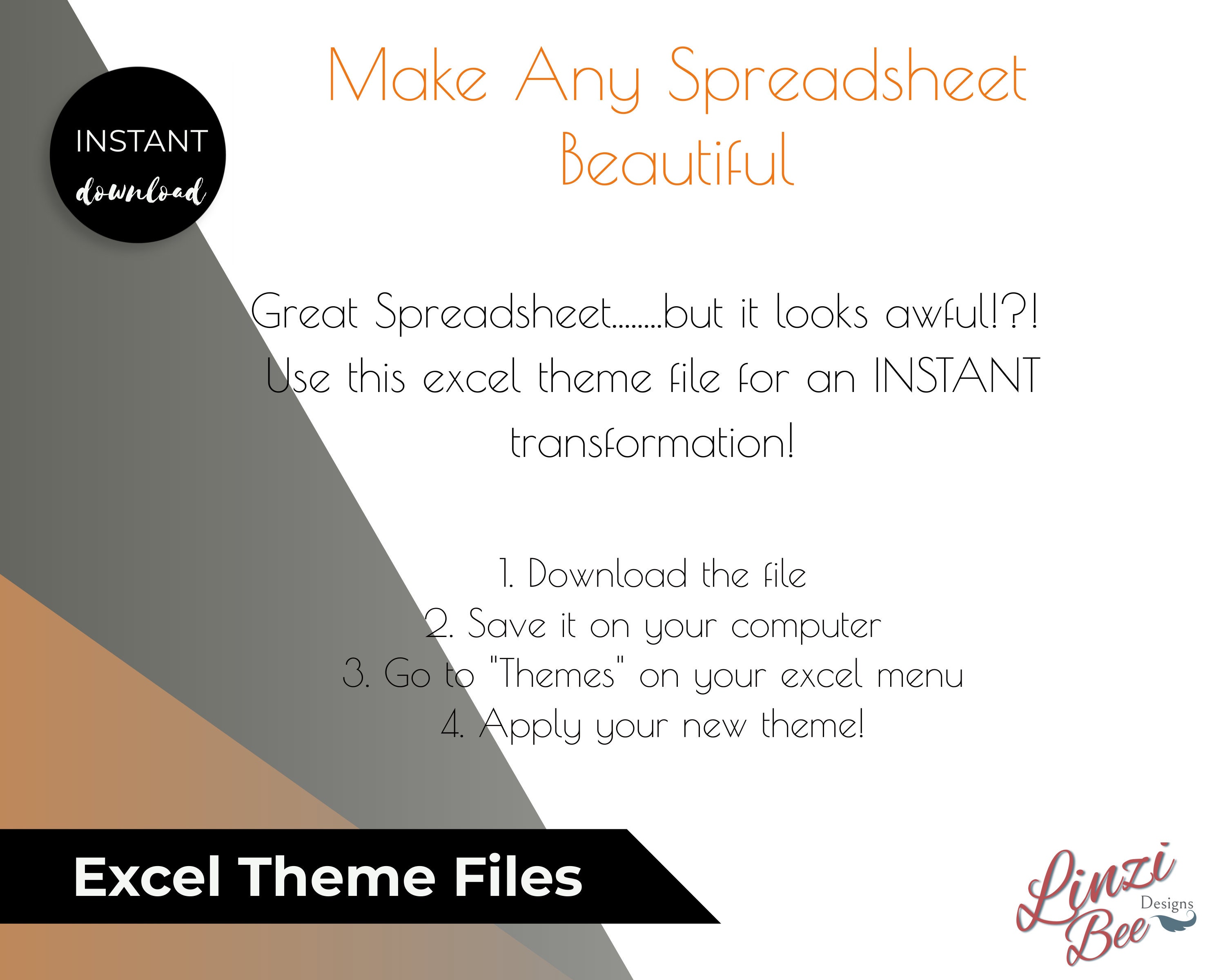 Excel Theme File for Beautiful Spreadsheets, Excel Pretty Colors, Pink ...