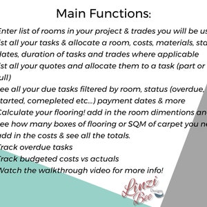 Renovation Planner for EXCEL, Home Reno Tracker, Building Work Planner ...