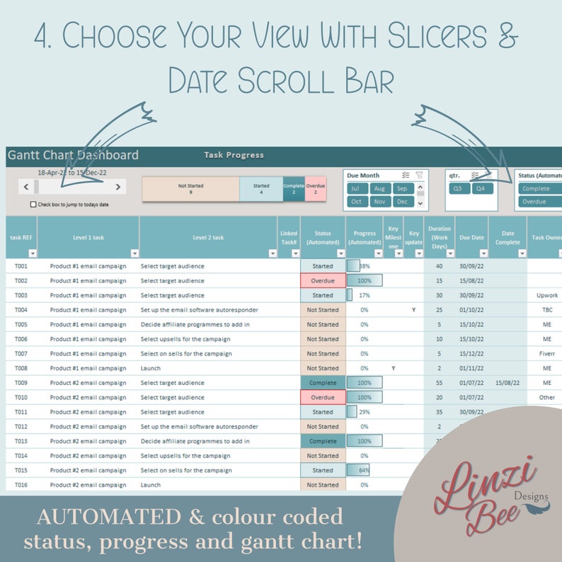 Project Management Gantt Chart Project Customer Tracker Excel