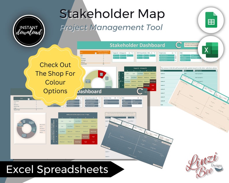 Stakeholder Mapping Excel Spreadsheet, Project Management Tool, CRM, People Tracker, Customer ...