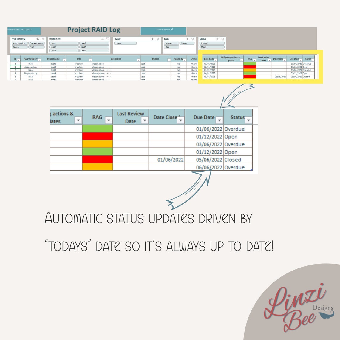 Project Management Raid Log, Risk Tracker, Actions Log, RACI, PMO ...