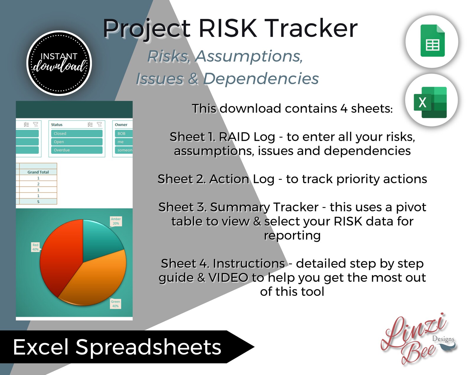 Project Management Raid Log, Risk Tracker, Actions Log, RACI, PMO ...