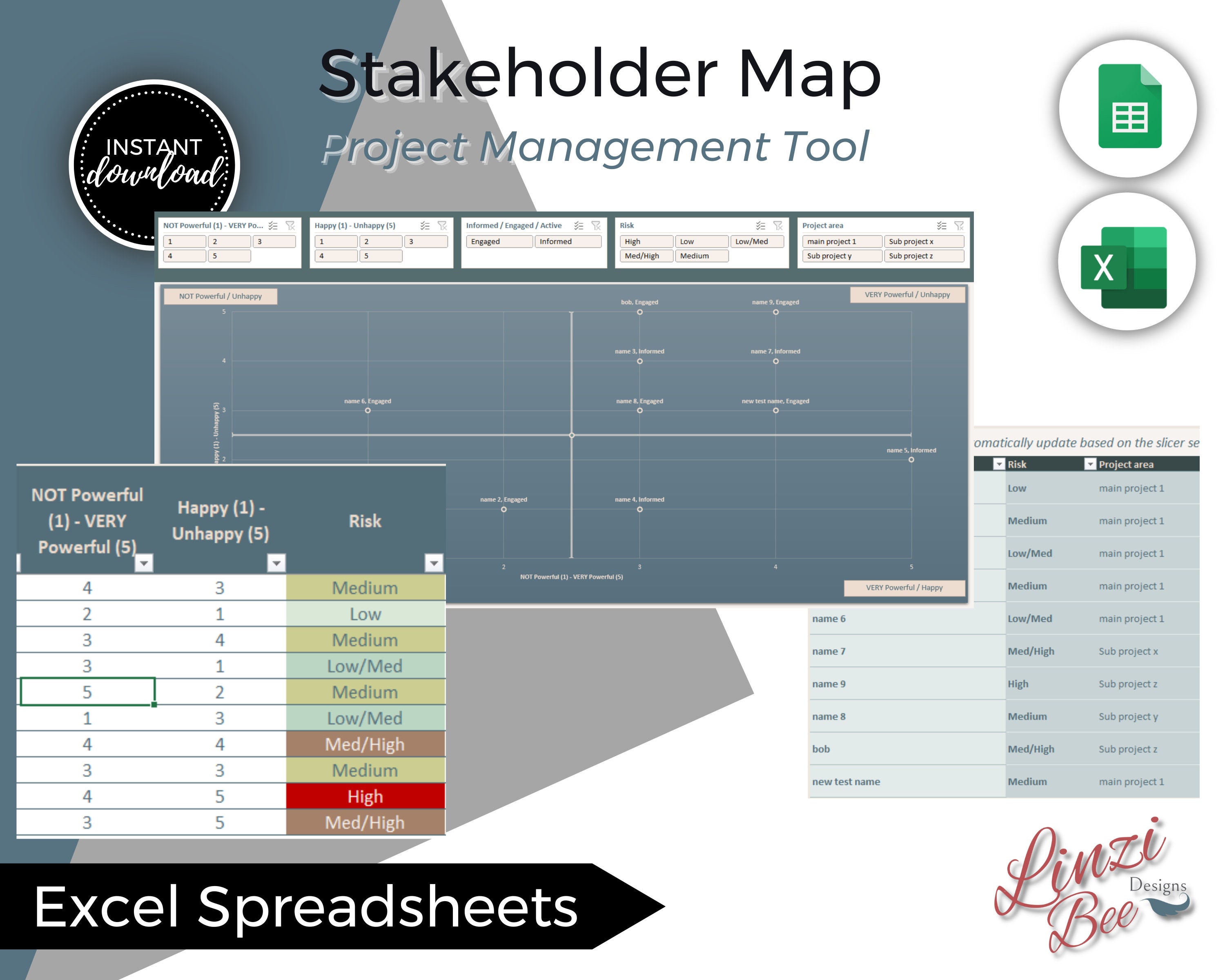 Stakeholder Mapping Excel Spreadsheet, Project Management Tool, CRM ...