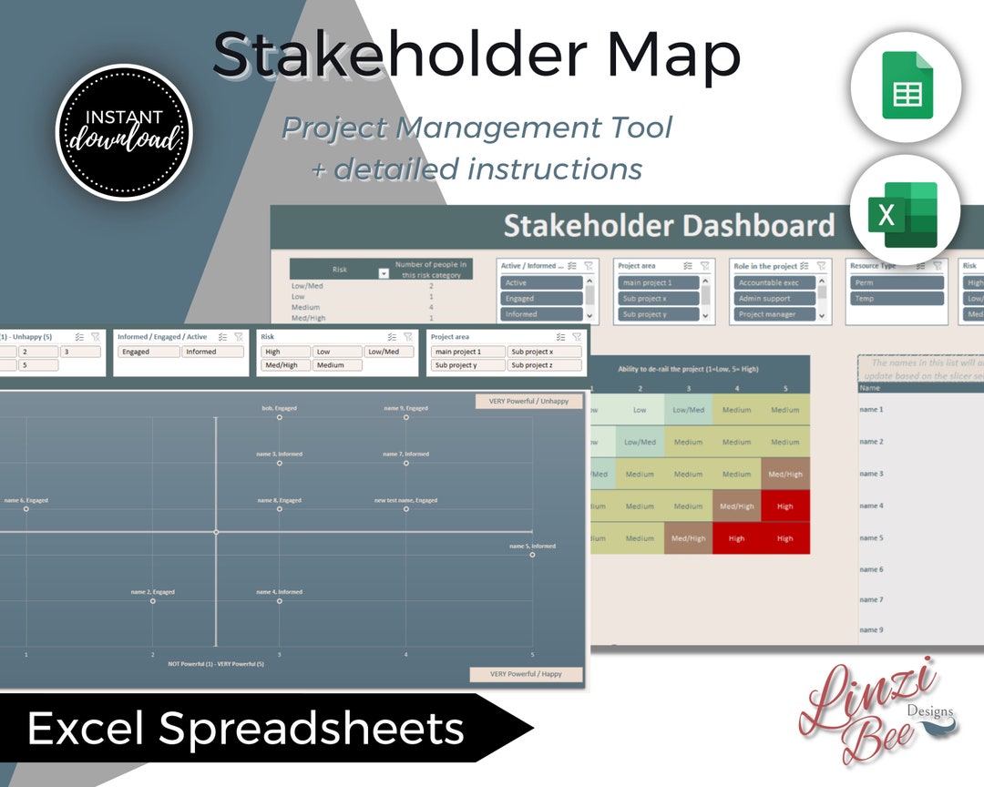 Stakeholder Mapping Excel Spreadsheet, Project Management Tool, CRM ...