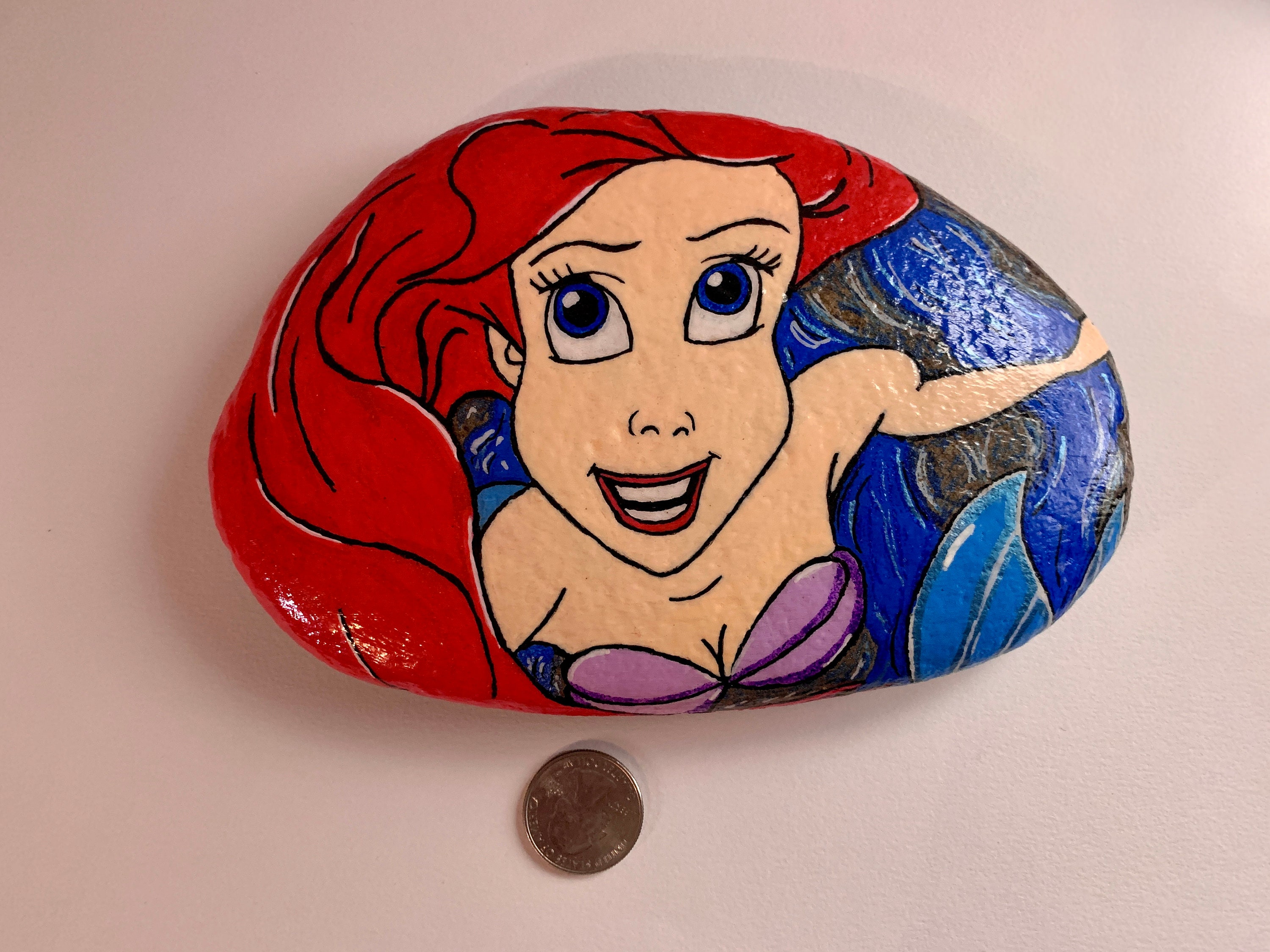 Painted Rock Disney's Ariel From the Little Mermaid Character Rock 47 ...