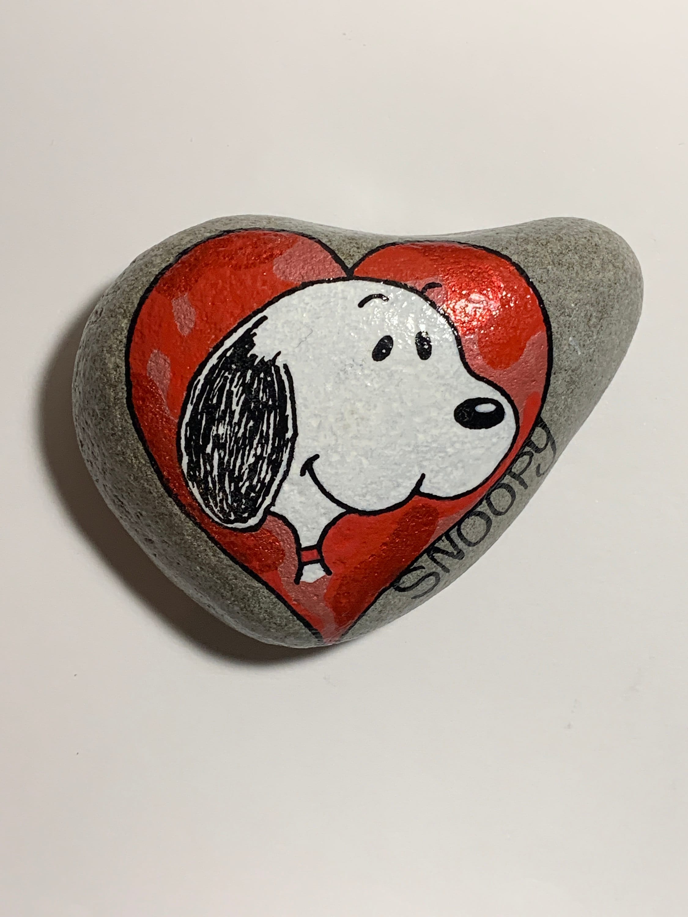 Painted Rock snoopy Handmade Acrylic Painting Valentine's Day - Etsy