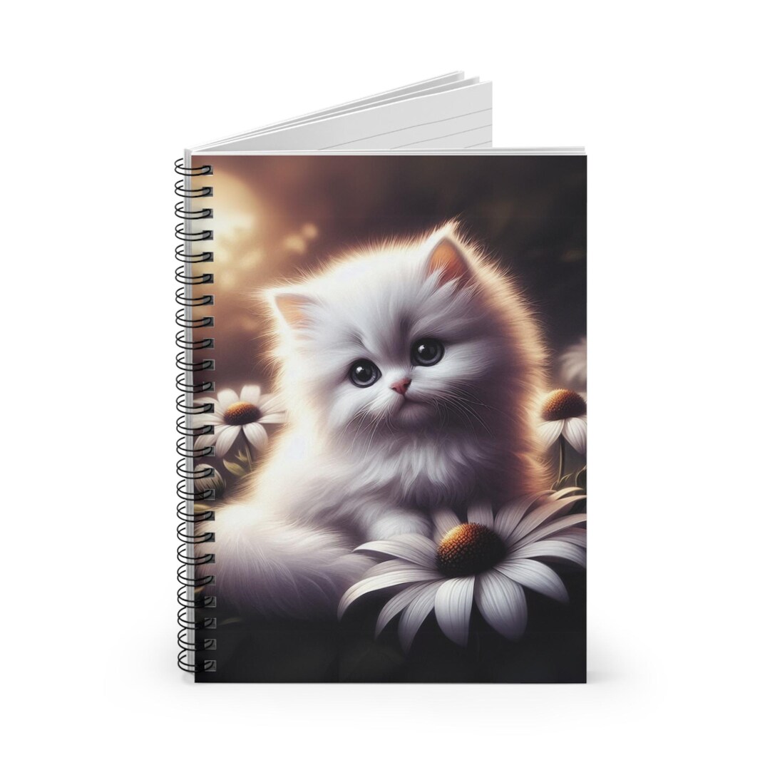 Spiral Notebook, Cute Kitten With Flowers, Journal for Cat Lovers ...
