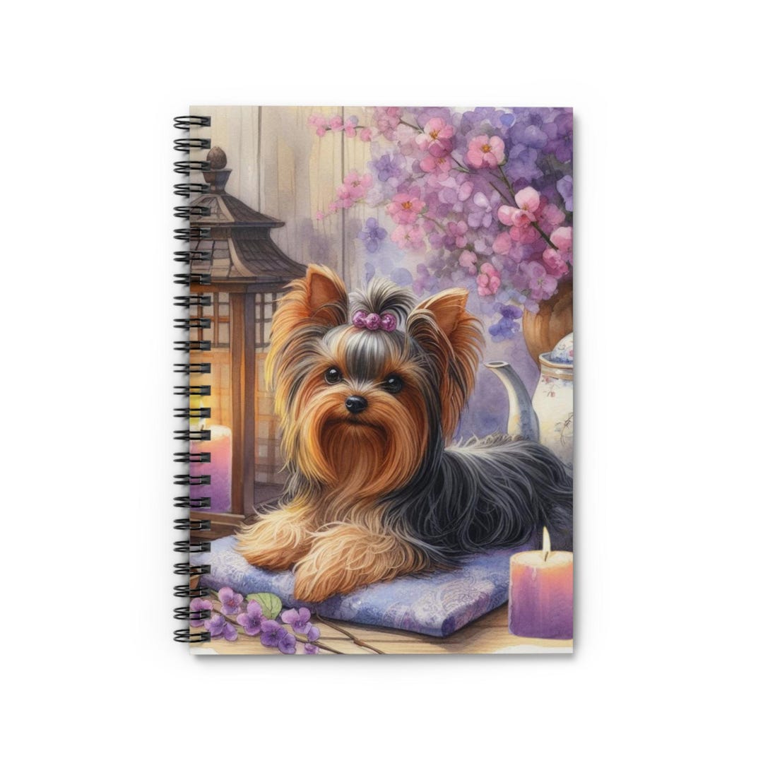 Spiral Notebook , Cute Yorkie Floral Notebook, Pretty Journals, Diary ...