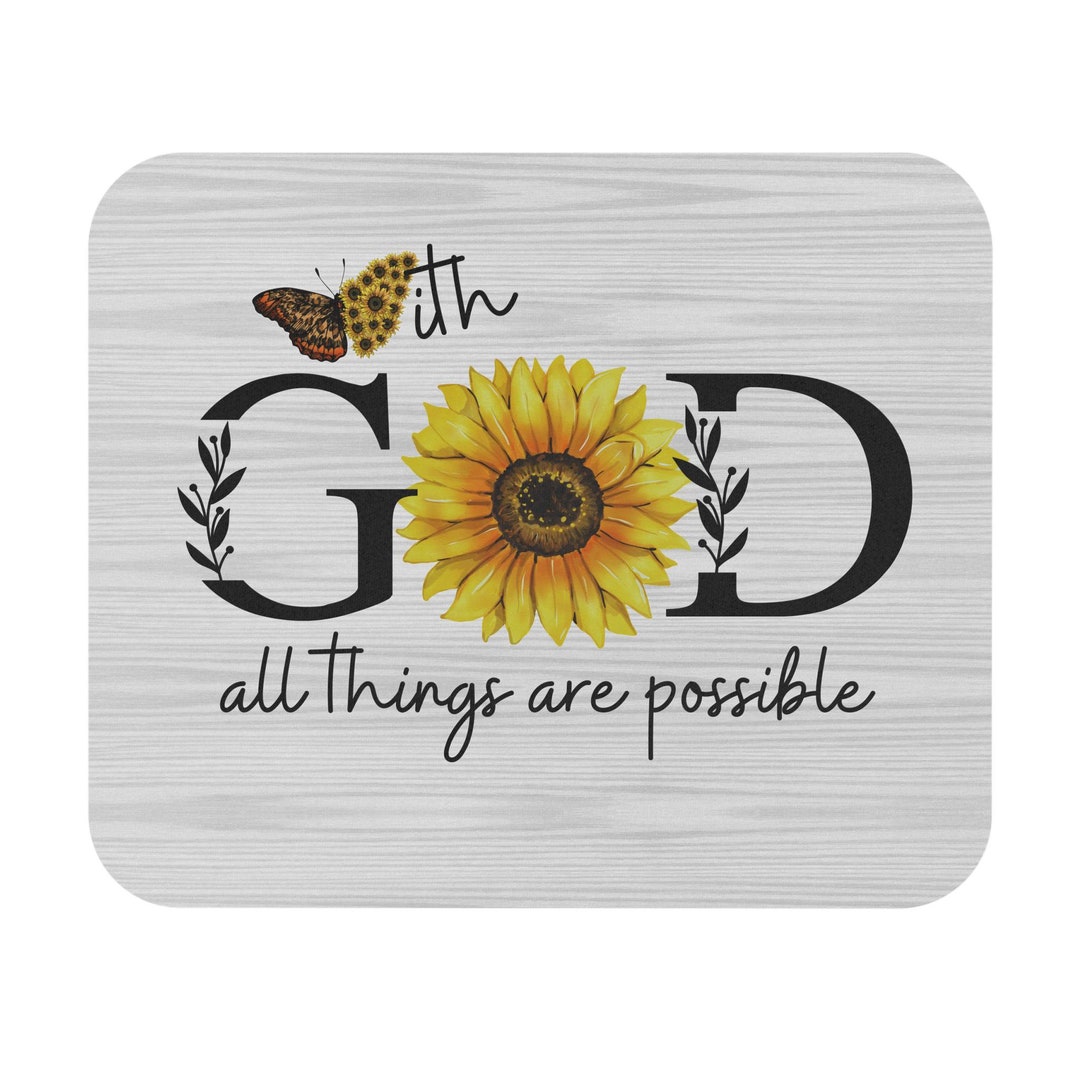Faith Mouse Pad, Sunflower and Butterfly Design, Christian Rectangle ...
