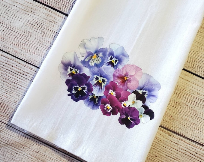 Pansy Tea Towel - Kitchen Decor- Floral Art Towel - Colourful Nature ...