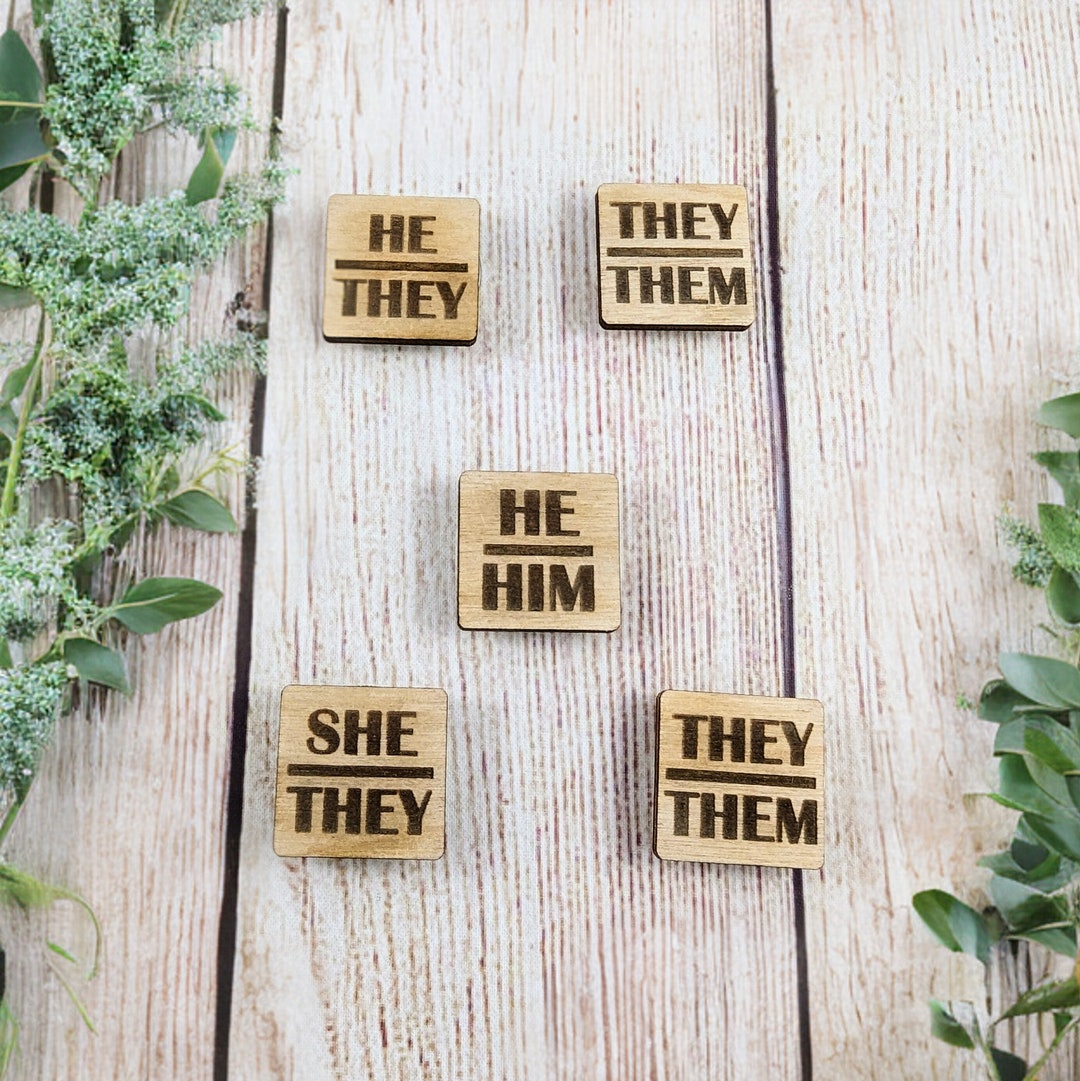 Wooden Pronoun Pins/badges - Etsy