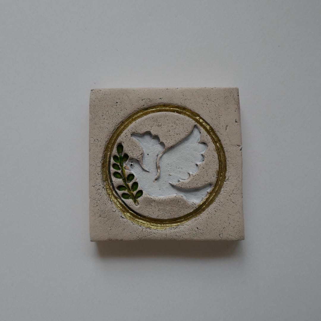 Handmade Clay Wall Picture With Dove of Peace Imprint - Etsy