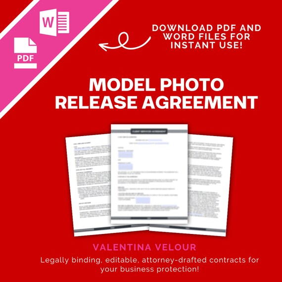 Model Photo Release Agreement Contract Template Contract - Etsy