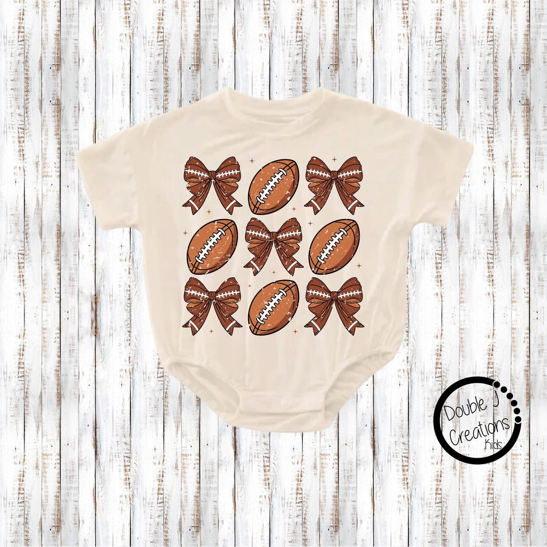 Football Bow Collage Oversized Bubble Romper Bodysuit, Baby/toddler/kid ...