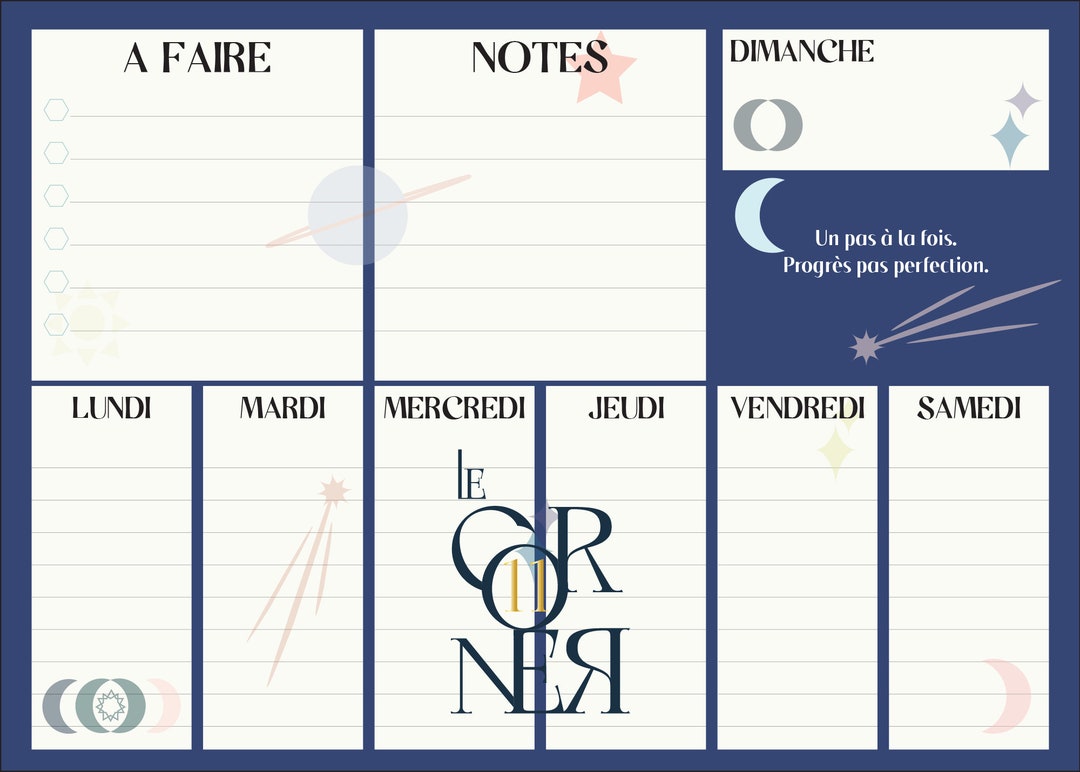 SEMAINIER AGENDA Organizer Astronomy Theme Dreams Weekly Planner A4 PDF ...