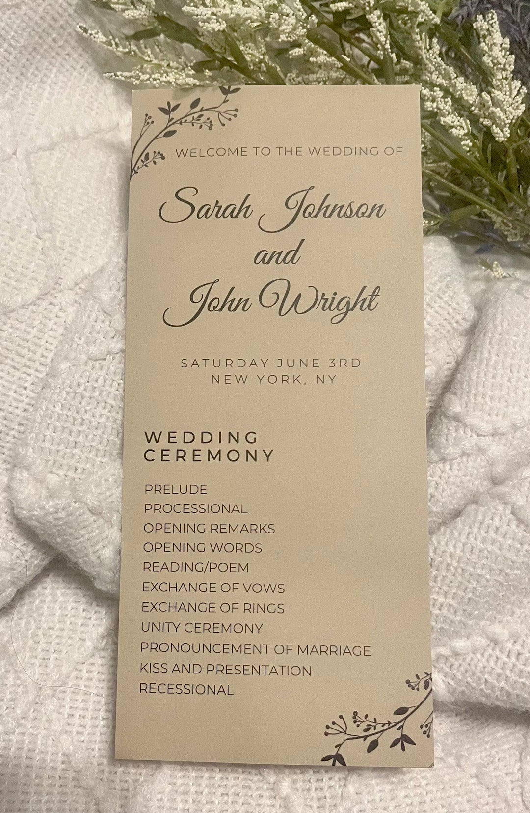 Wedding Program Template, Floral Wedding Program Template, Wedding ...