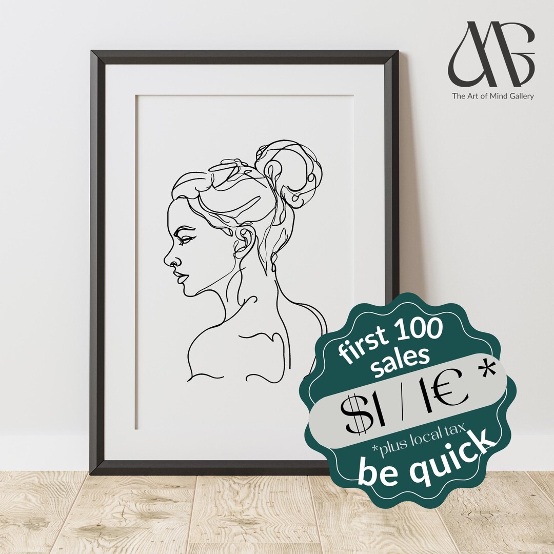 Line Drawing Print Mood Board 2025 Abstract Line Art Woman Face Gift ...