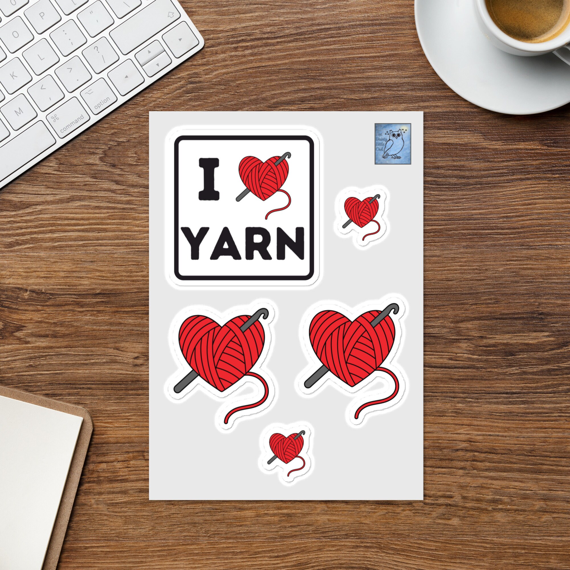 I Love Yarn Sticker Sheet - 5 Stickers on 1 Sheet- I Heart Yarn - Etsy