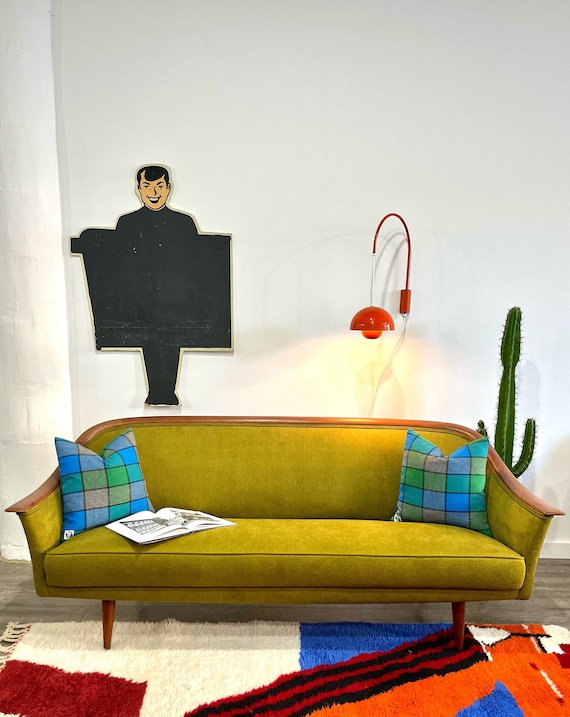 Mid century modern yellow couch store