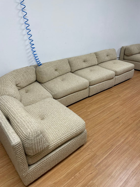 CUSTOM Mid Century 1970 s Modular Leather Sectional Sofa Etsy