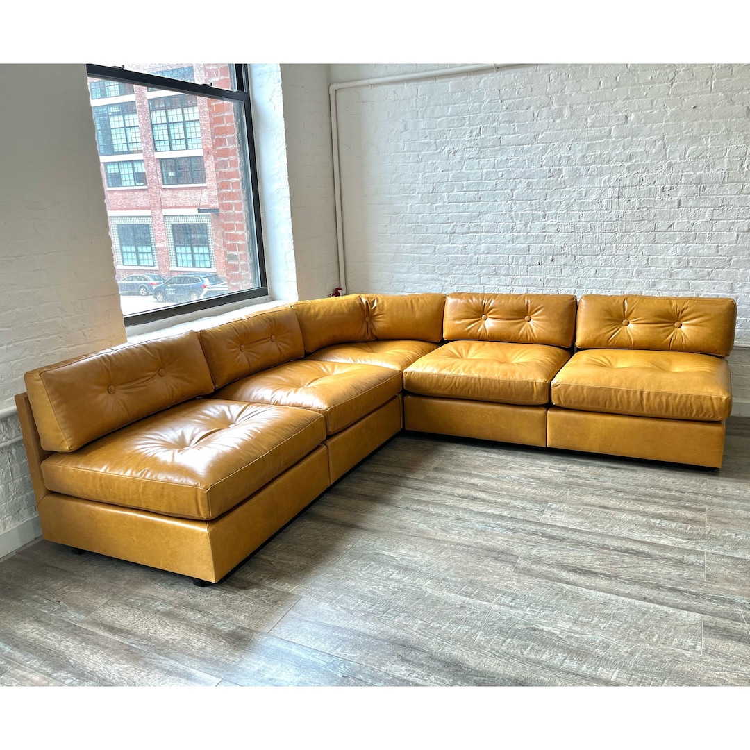 CUSTOM Mid-century 1970's Modular Leather Sectional Sofa - Etsy