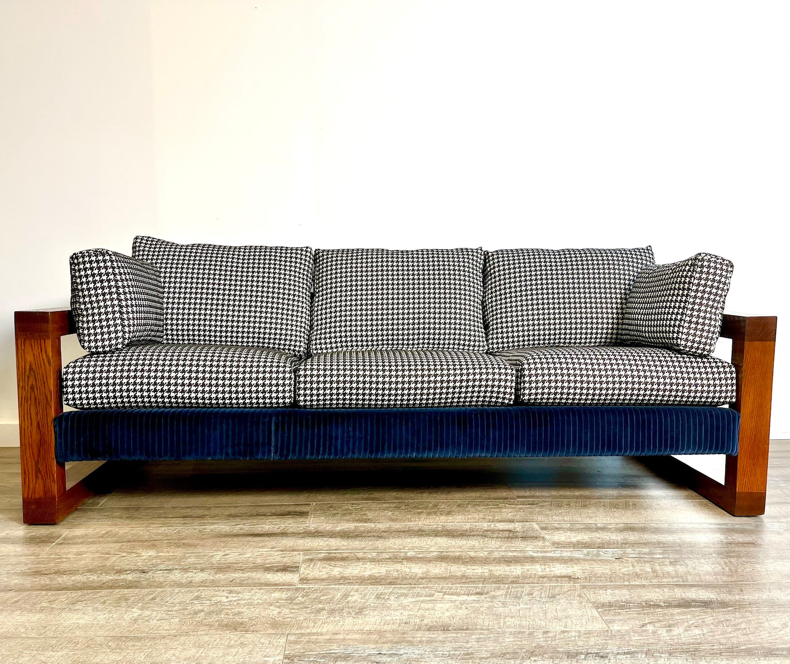 CUSTOM Mid-century 1970’s Wide Corduroy and Houndstooth Dueling Sofa - Etsy