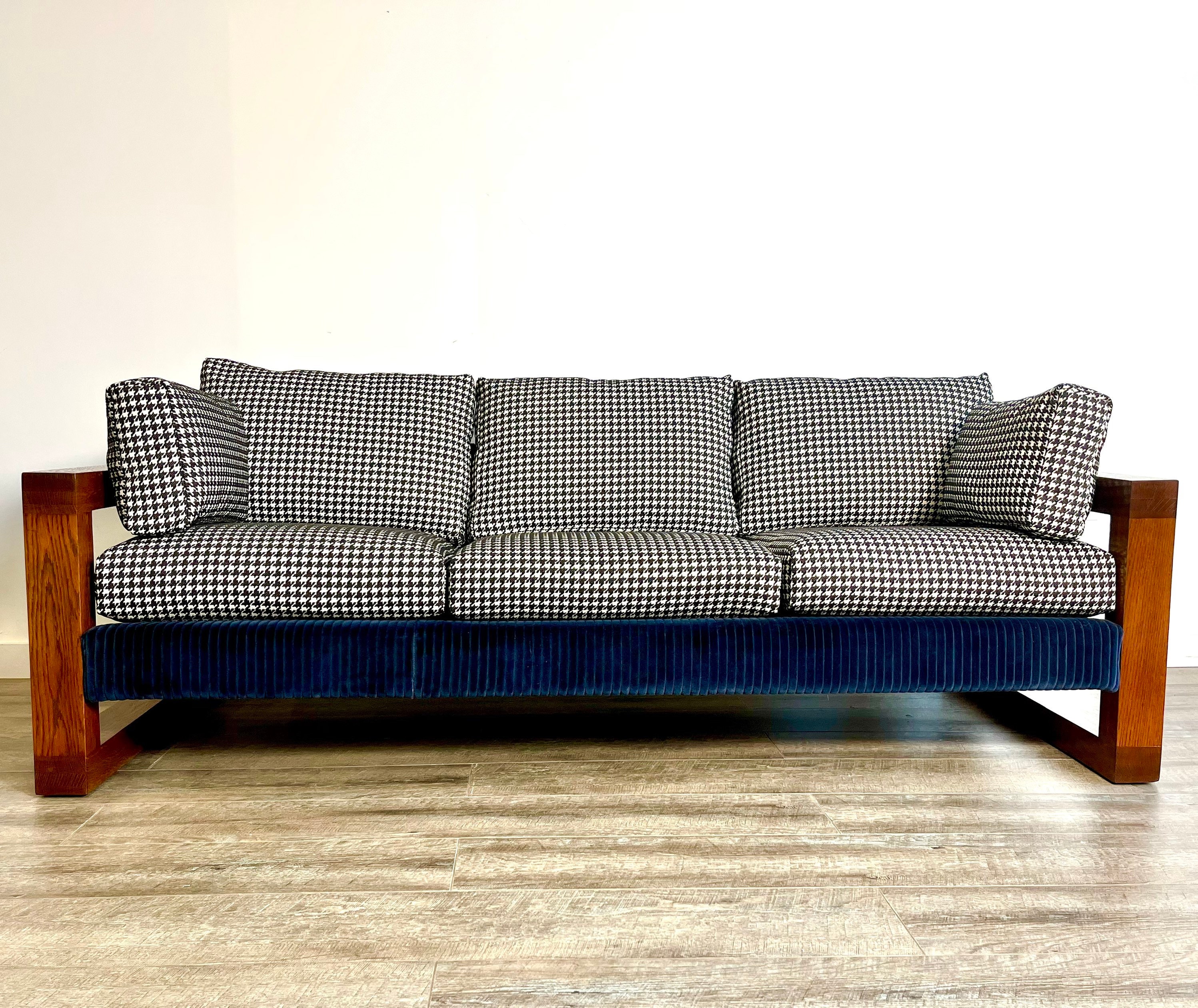CUSTOM Mid-century 1970’s Wide Corduroy and Houndstooth Dueling Sofa - Etsy
