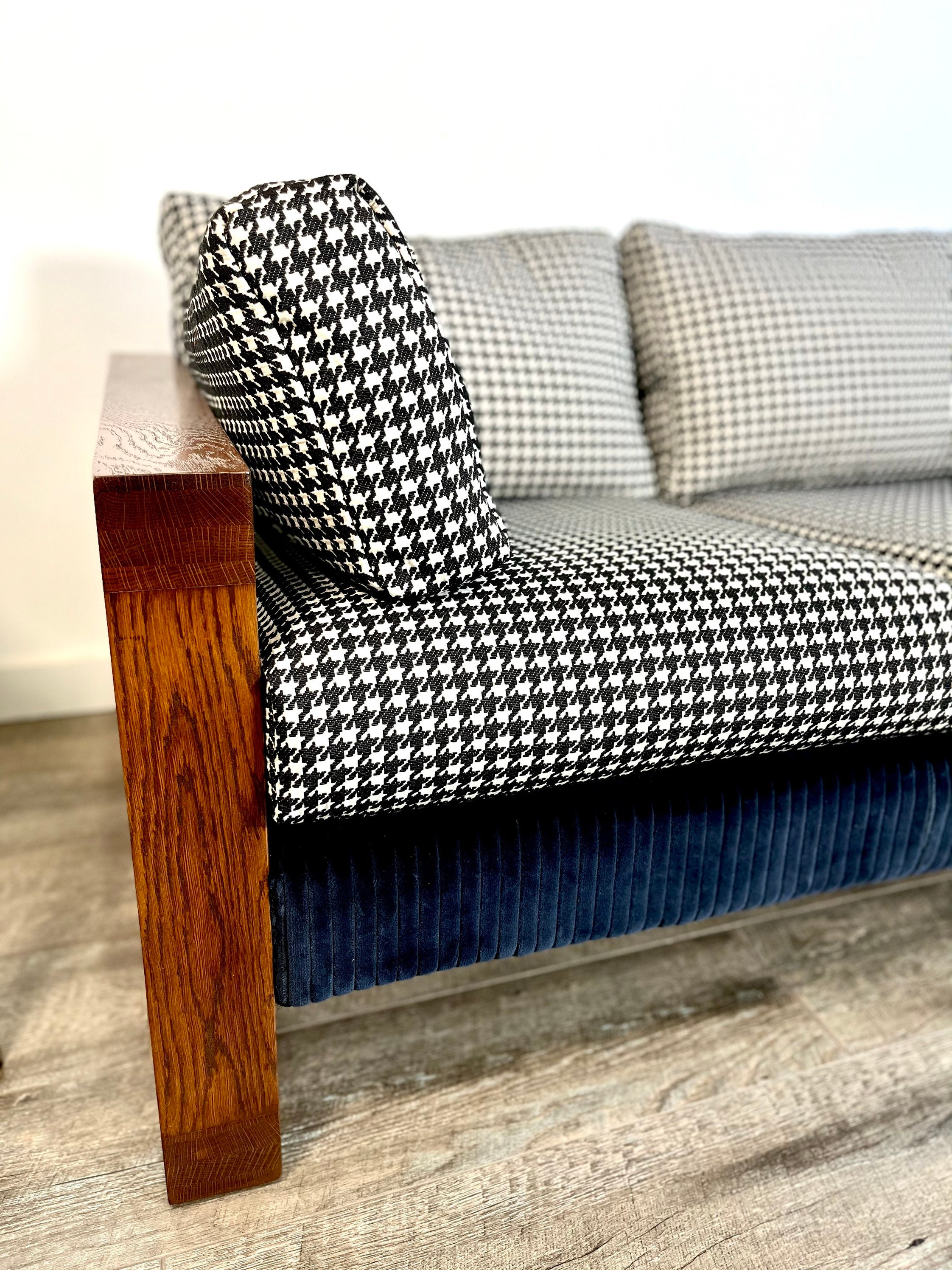 CUSTOM Mid-century 1970’s Wide Corduroy and Houndstooth Dueling Sofa - Etsy