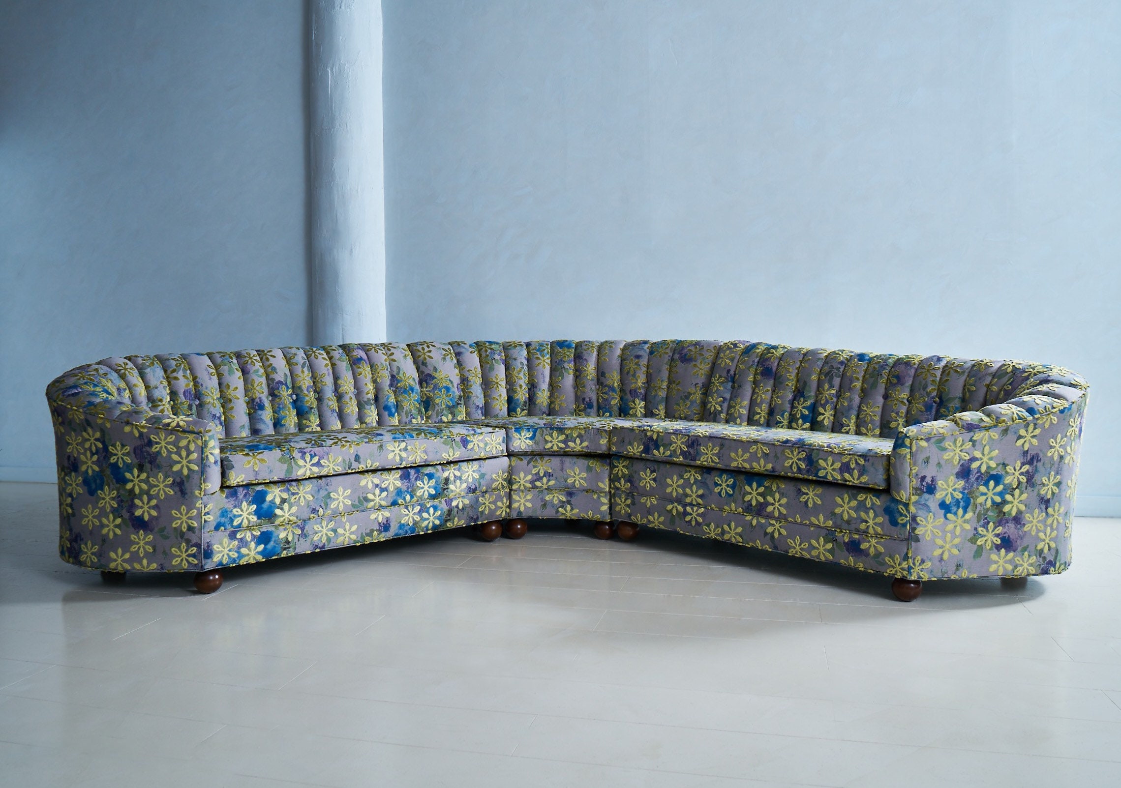 CUSTOM 1950’s Lilac Blue Velvet Daisy 3 Piece Sectional - Etsy