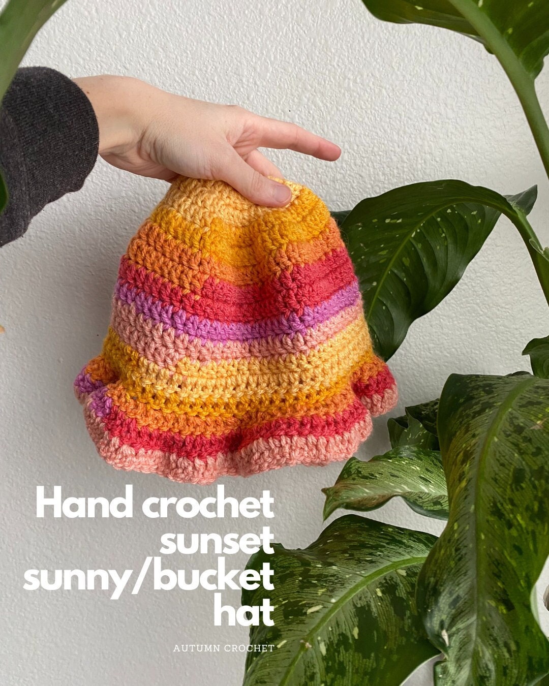 Crochet Sunny Hat, Large Sunset Crochet Bucket Hat, Spring Crochet ...