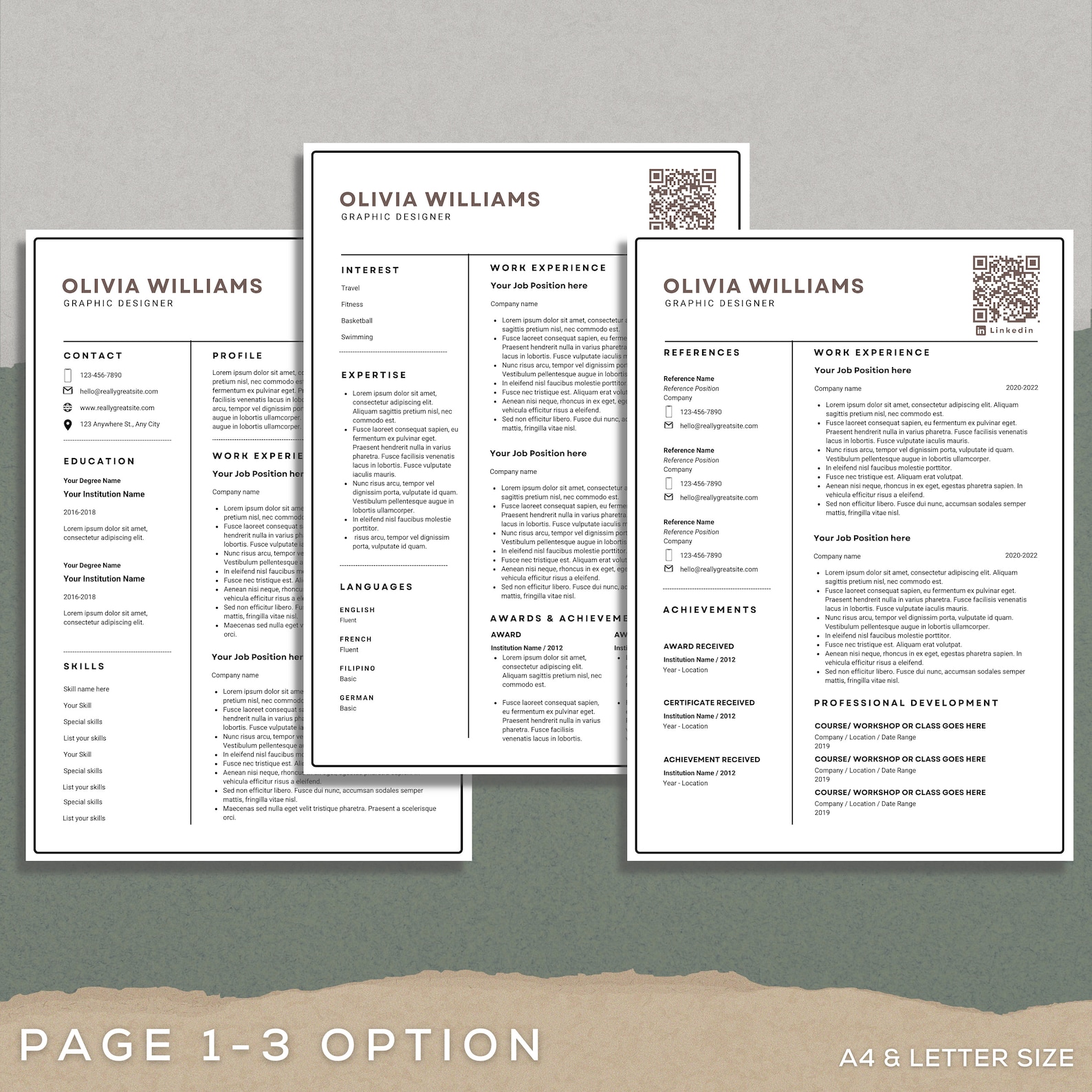 Minimal Resume Template QR Code Professional Resume Template - Etsy