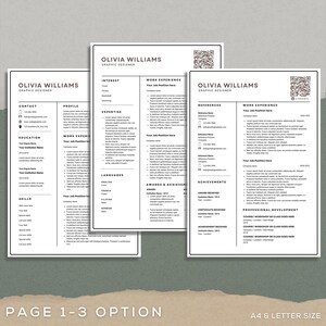 Minimal Resume Template QR Code Professional Resume Template - Etsy
