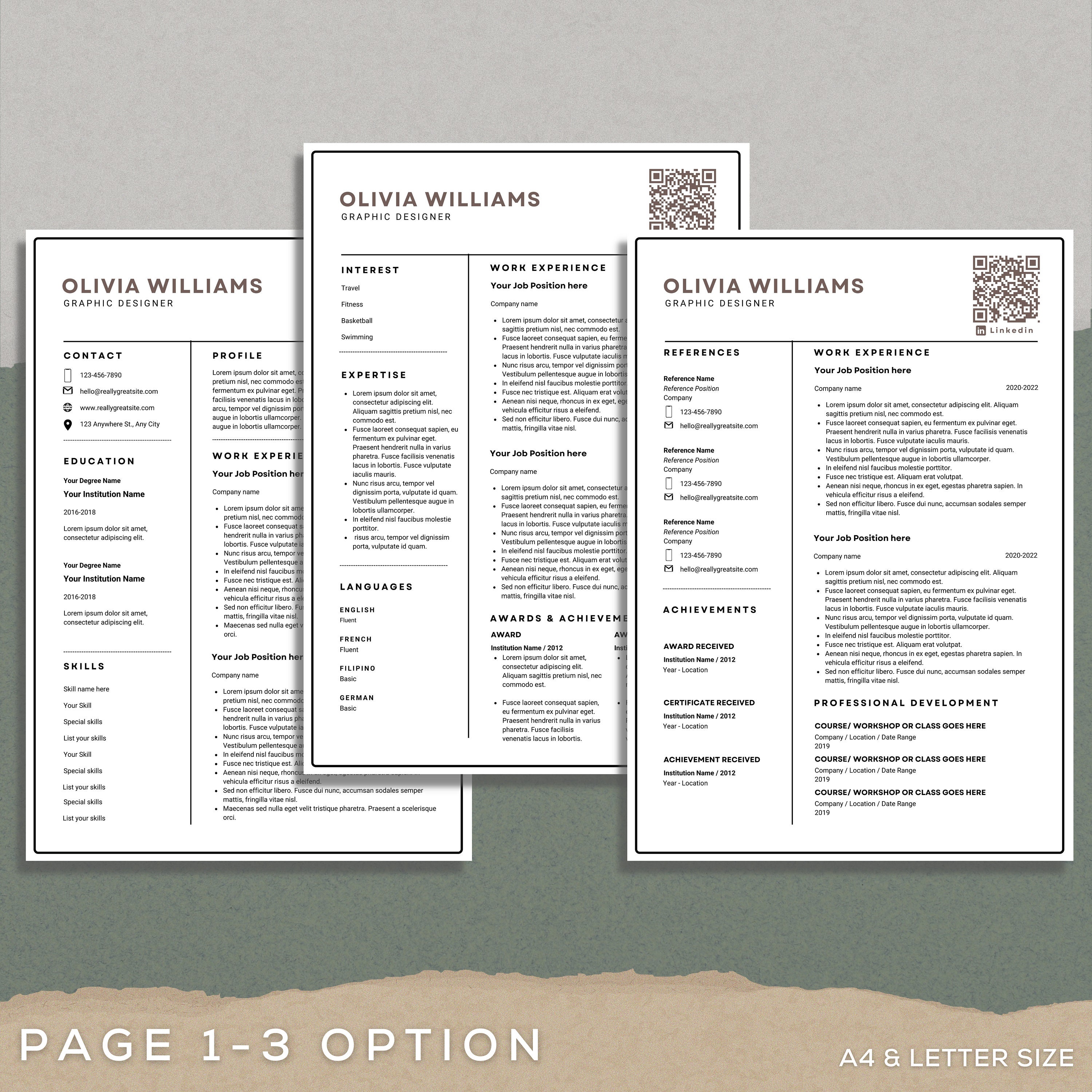 Minimal Resume Template QR Code Professional Resume Template - Etsy