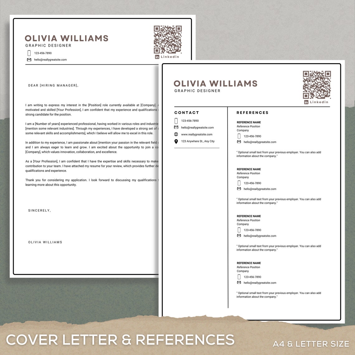 Minimal Resume Template QR Code Professional Resume Template - Etsy