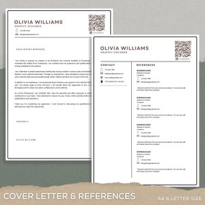 Minimal Resume Template QR Code Professional Resume Template - Etsy